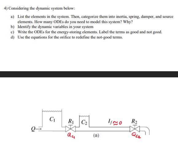 Solved 4) Considering the dynamic system below: a) List the | Chegg.com