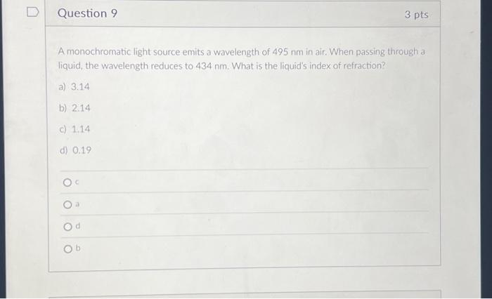 Solved A monochromatic light source emits a wavelength of | Chegg.com