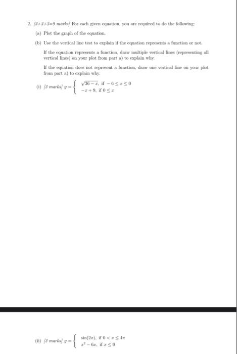 Solved 2. β3+3+3=9 marks j For each given equation, you are | Chegg.com