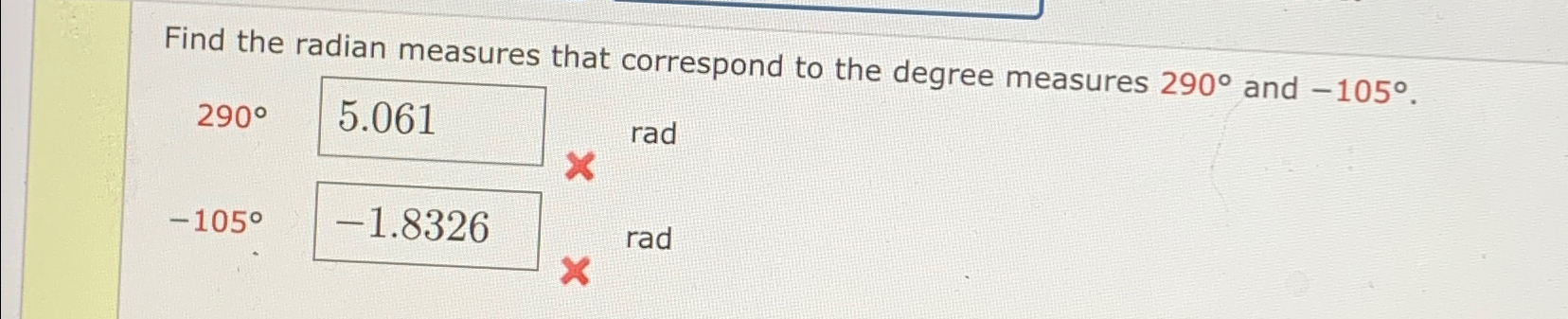 Solved Find the radian measures that correspond to the | Chegg.com