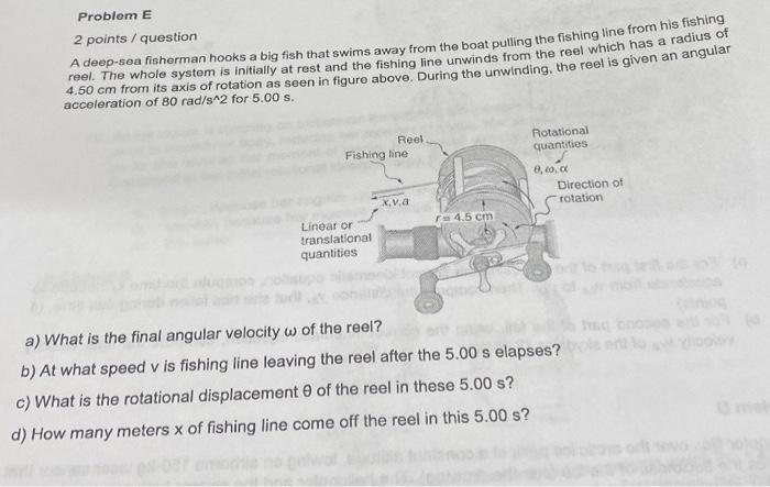 Solved Problem E 2 points / question A deep-sea fisherman | Chegg.com