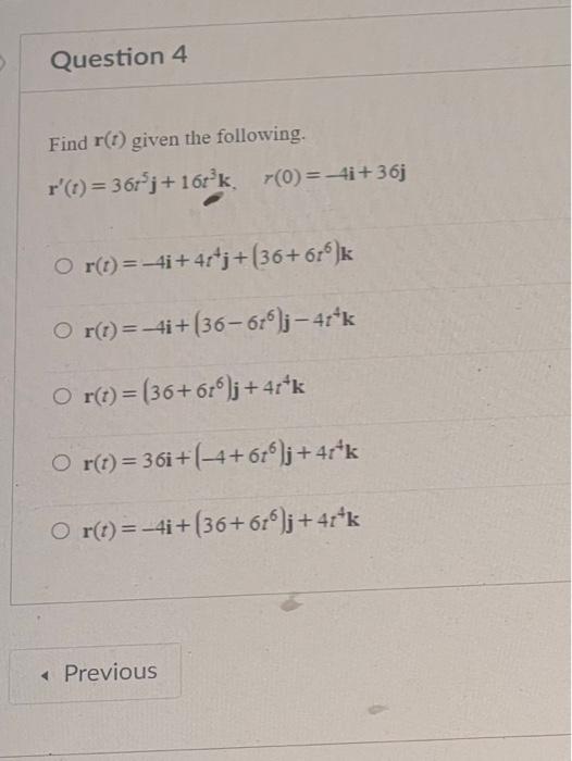 Solved Find r(t) given the following. | Chegg.com