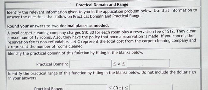 Solved Practical Domain and Range Identify the relevant | Chegg.com