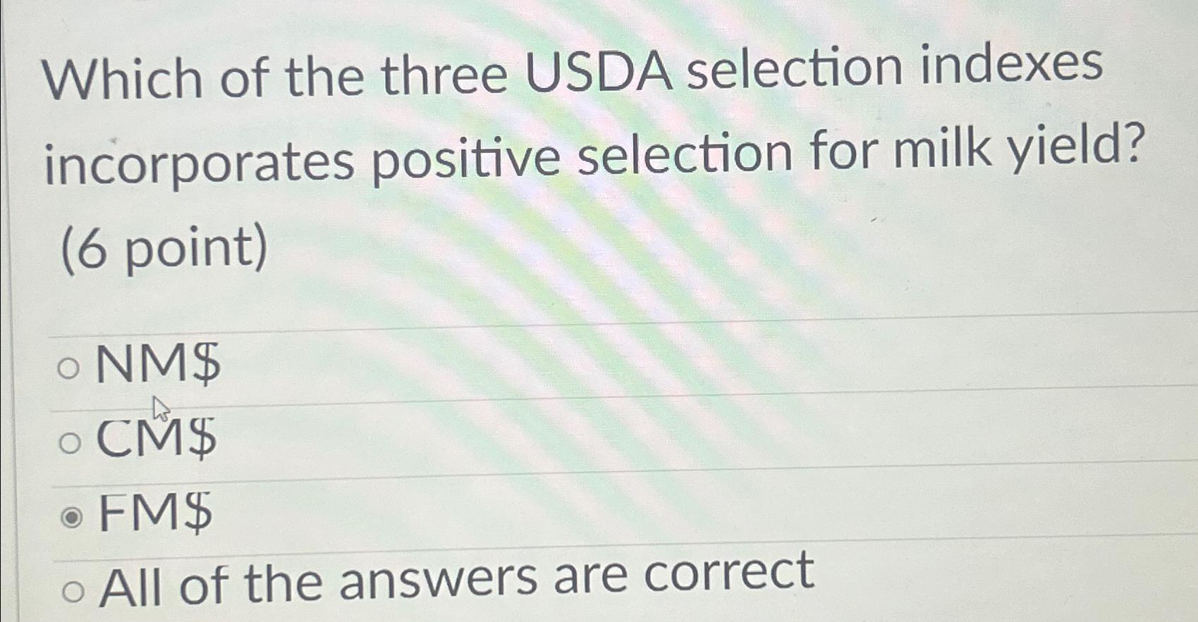Solved Which of the three USDA selection indexes | Chegg.com Solved Which of the three USDA selection indexes | Chegg.com