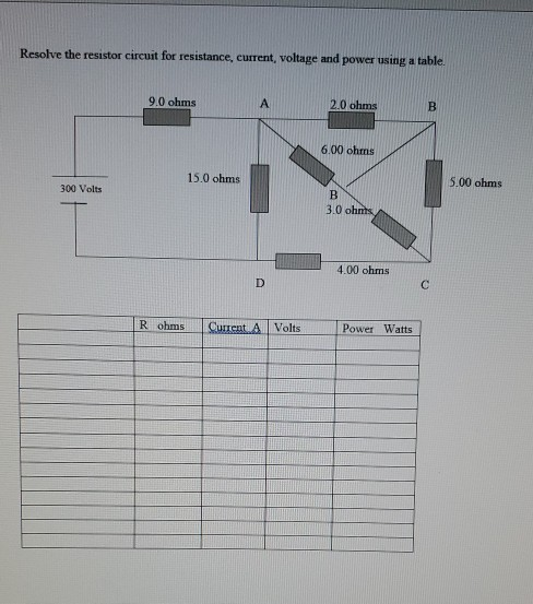 Solved Resolve the resistor circuit for resistance, current, | Chegg.com
