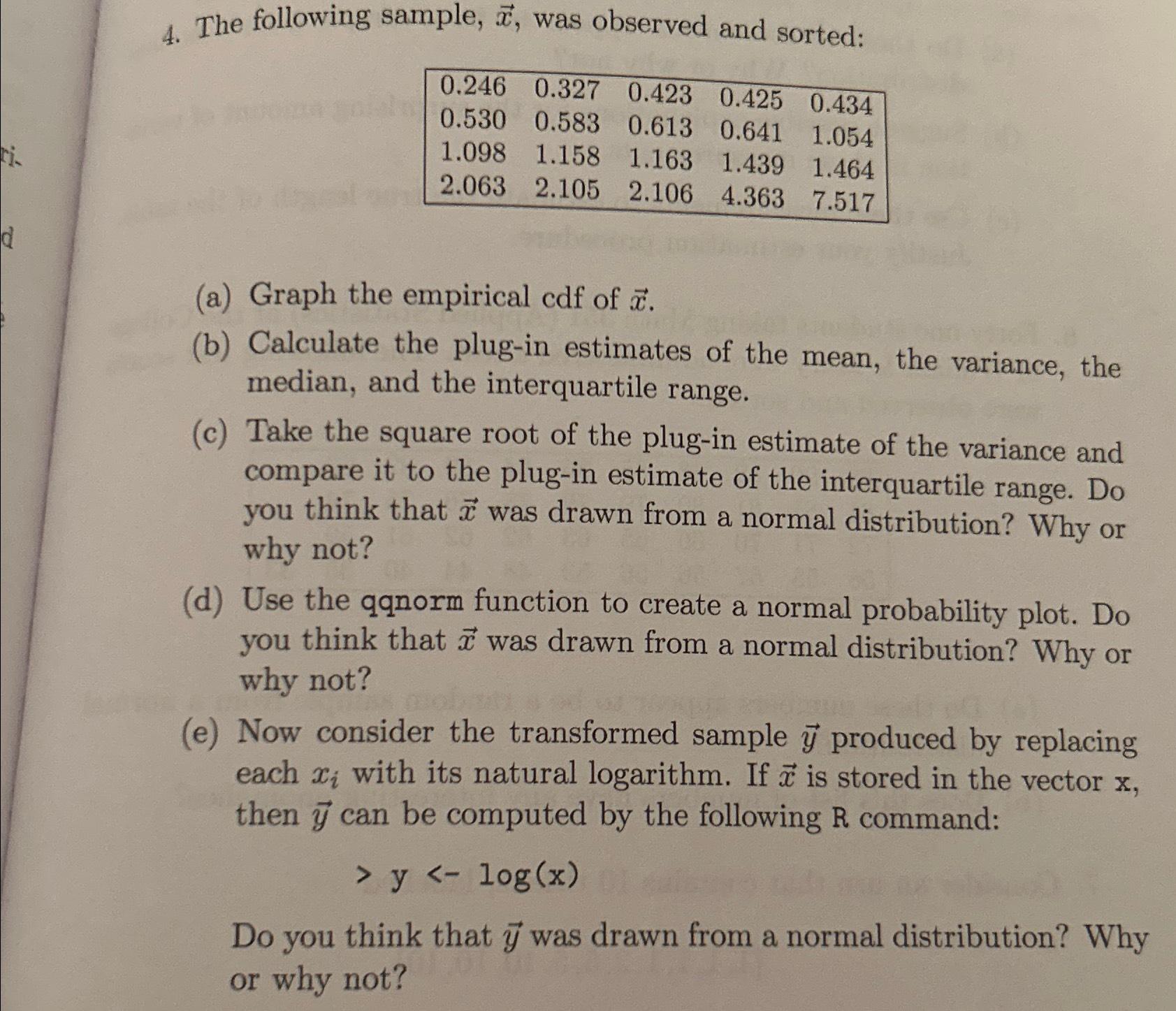 Solved The following sample, vec(x), ﻿was observed and | Chegg.com