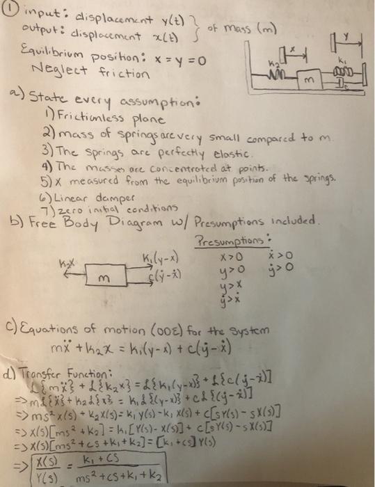 Solved Ka M Input Displacement Yt Output Displacement 