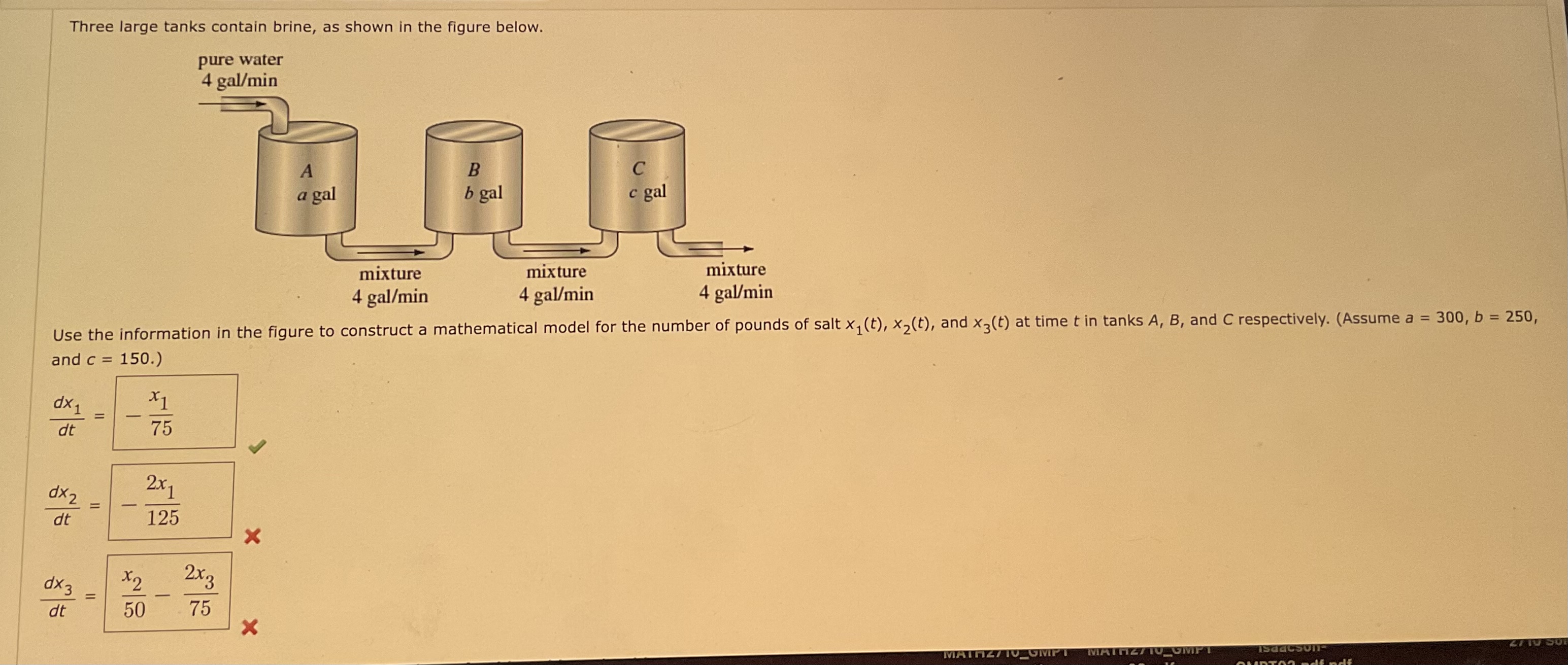 Three large tanks contain brine, as shown in the | Chegg.com