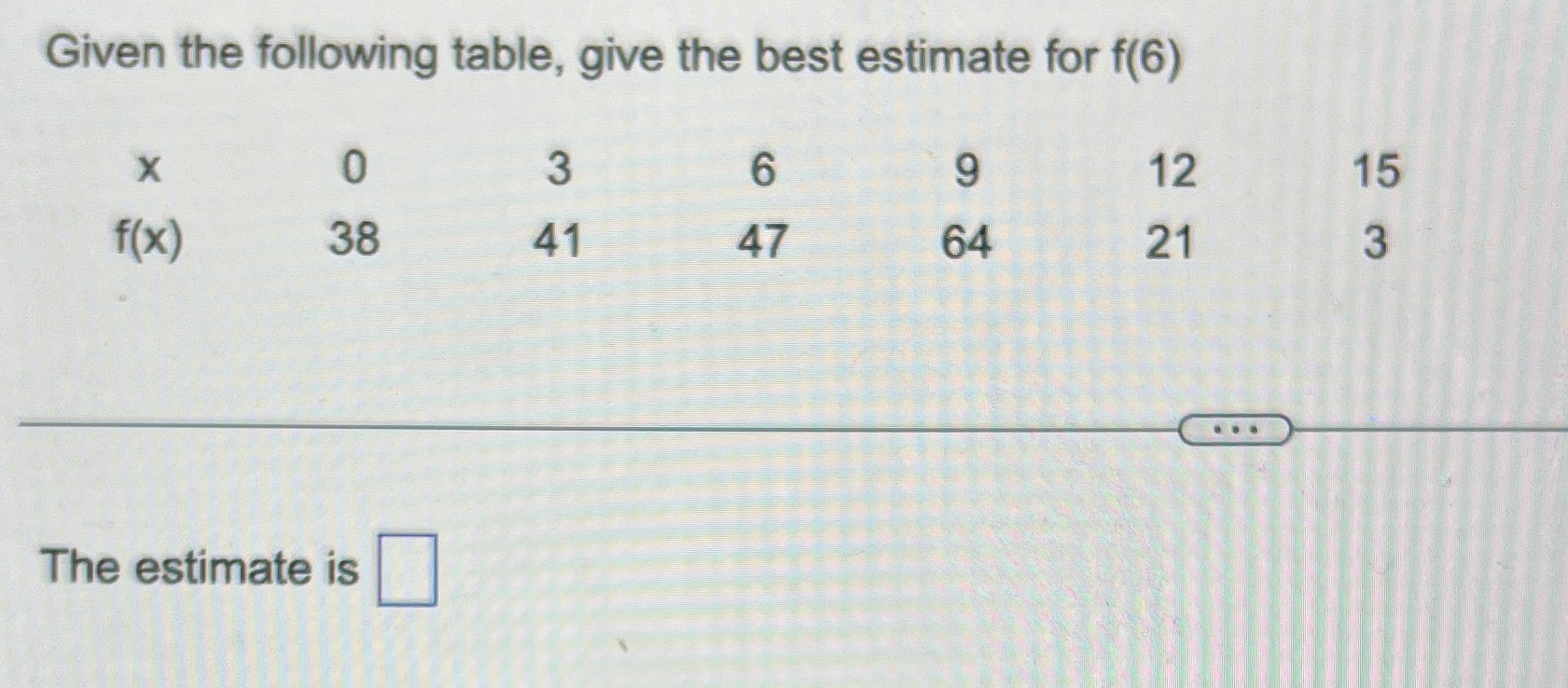 Solved Given the following table, give the best estimate for | Chegg.com