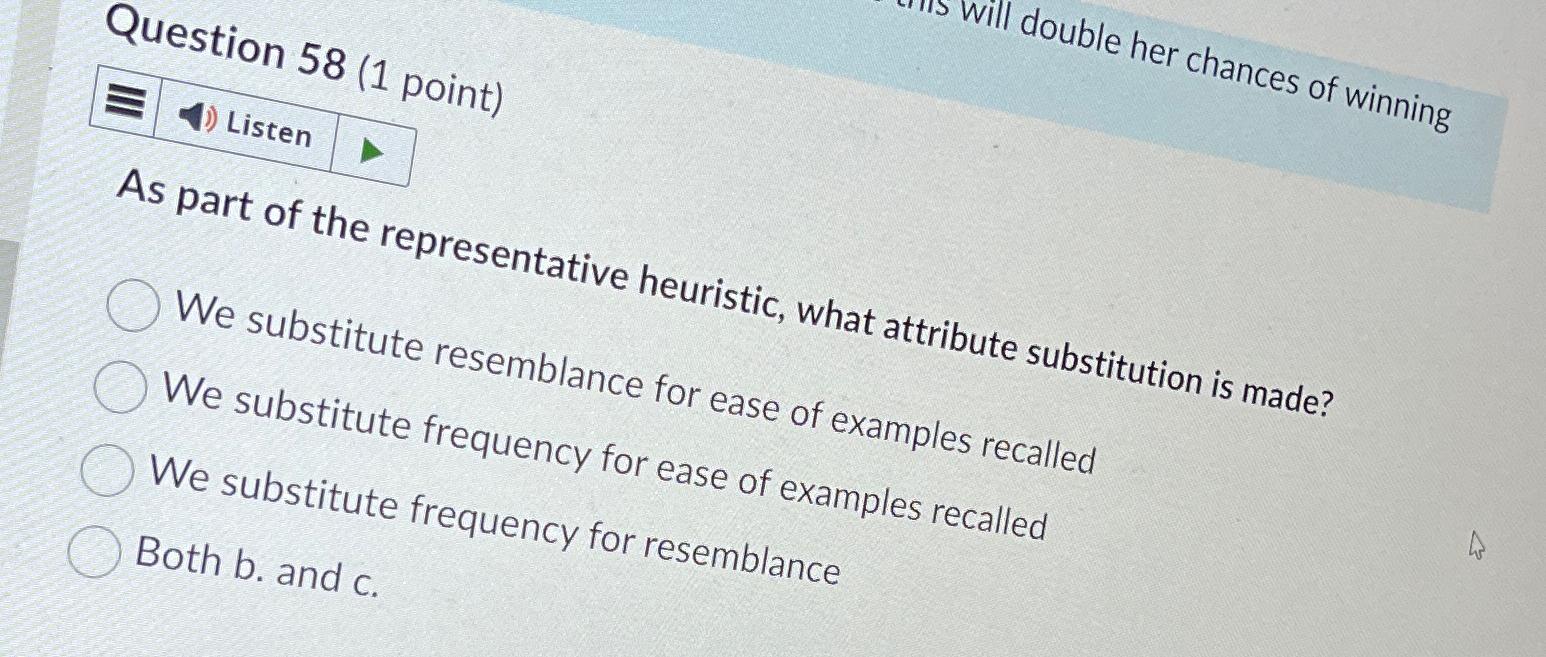 Solved Question 58 (1 ﻿point)ListenAs part of the | Chegg.com