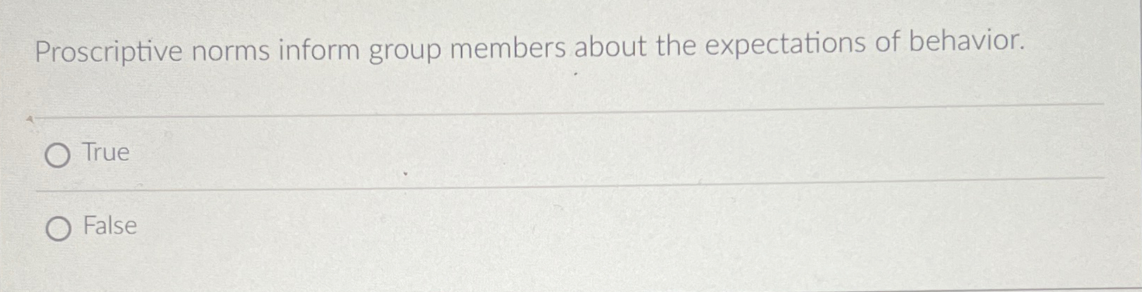Solved Proscriptive norms inform group members about the | Chegg.com