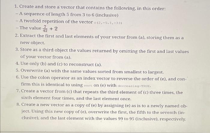 Solved 1. Create and store a sequence of values from 5 to | Chegg.com