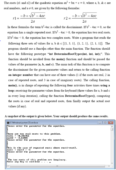 Solved The roots (r1 and r2) of the quadratic equation ax2: | Chegg.com