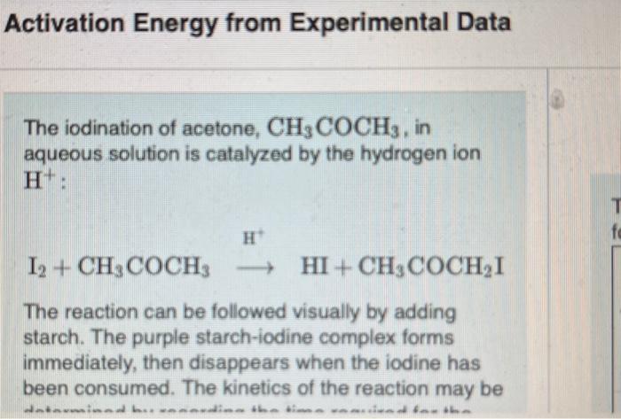 Solved Activation Energy from Experimental Data The | Chegg.com