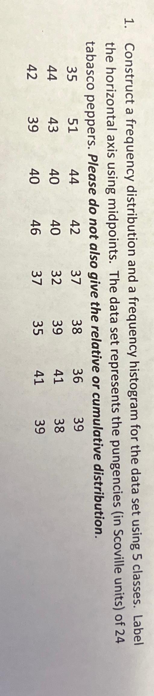 Solved Construct a frequency distribution and a frequency | Chegg.com
