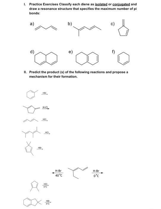 Solved 1. Practice Exercises Classify each diene as isolated | Chegg.com