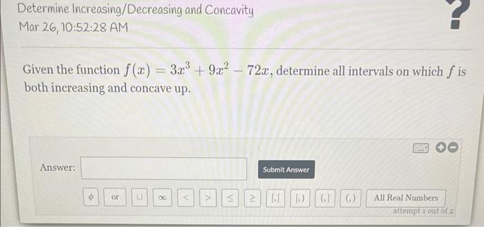 Solved Given the function f(x)=3x3+9x2−72x, determine all | Chegg.com