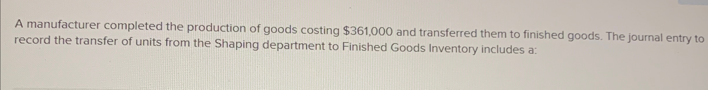Solved A manufacturer completed the production of goods | Chegg.com