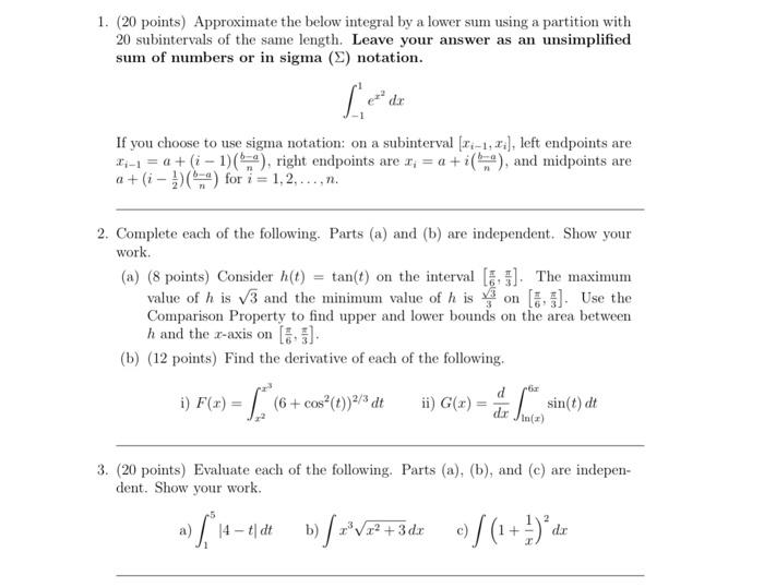 Solved 1. (20 points) Approximate the below integral by a | Chegg.com