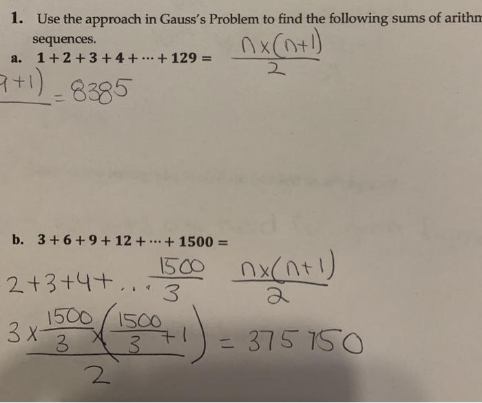 Solved 1. Use the approach in Gauss's Problem to find the | Chegg.com