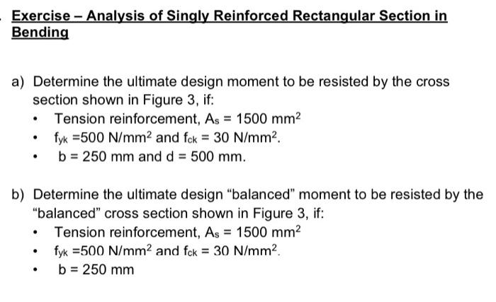 Solved Exercise - Analysis of Singly Reinforced Rectangular | Chegg.com