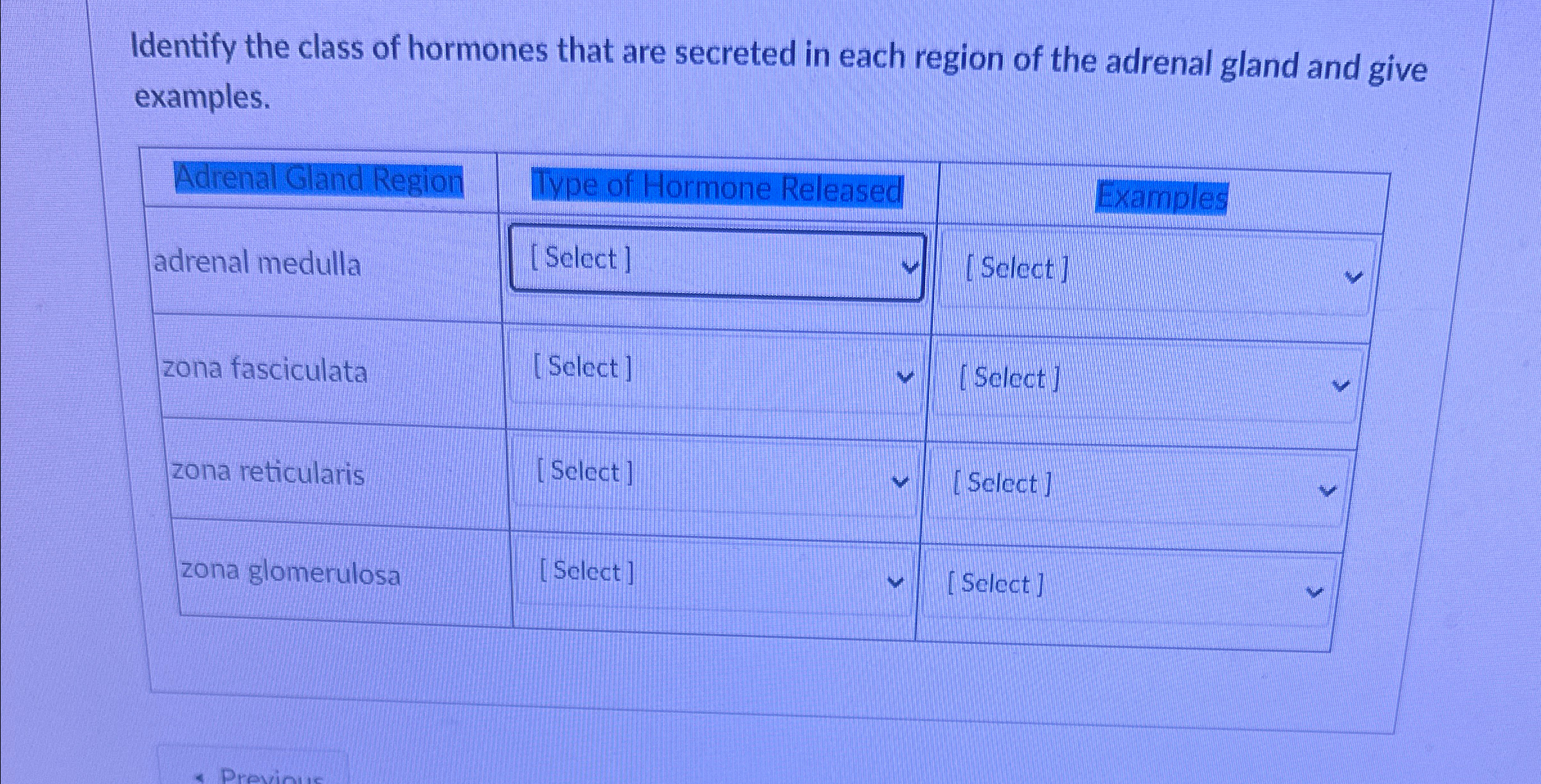 Solved Identify the class of hormones that are secreted in | Chegg.com