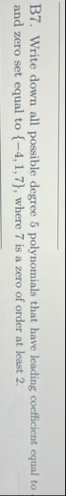 Solved B7. ﻿Write down all possible degree 5 ﻿polynomials | Chegg.com