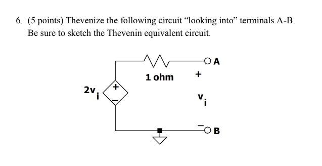 Solved (5 ﻿points) ﻿Thevenize the following circuit "looking | Chegg.com