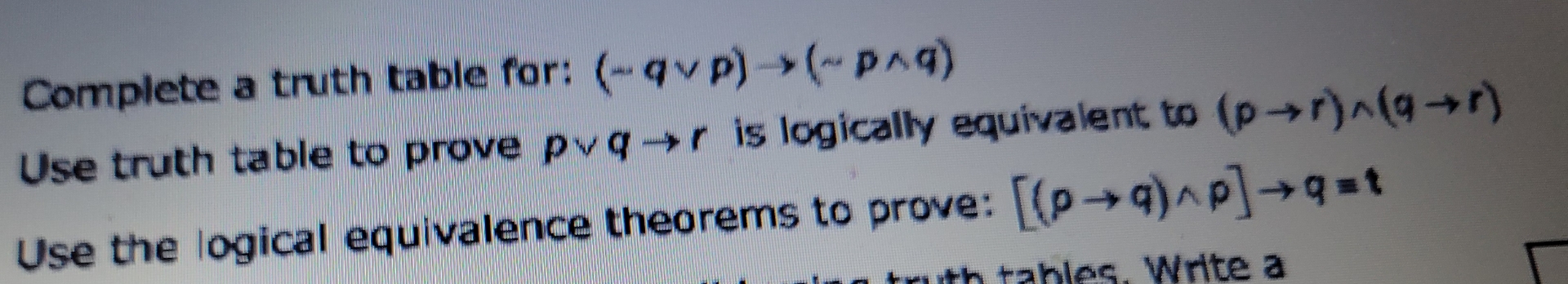 ignore question 1Use truth table to prove pvvq→r ﻿is | Chegg.com