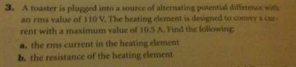 A toaster is plugged into a source of alternating | Chegg.com