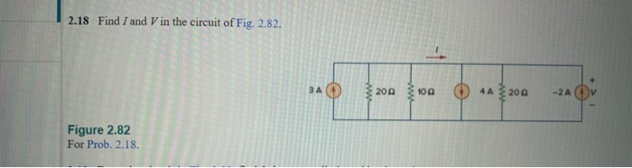 Solved 2.18 Find I and V in the circuit of Fig. 2.82. 200 a | Chegg.com