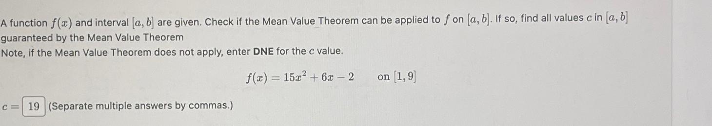Solved A function f(x) ﻿and interval a,b ﻿are given. Check | Chegg.com