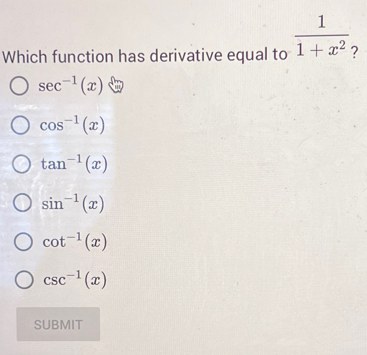 Solved Which function has derivative equal to | Chegg.com