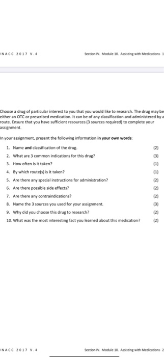 Solved NACC 2017 V.4 Section IV Module 10. Assisting with | Chegg.com