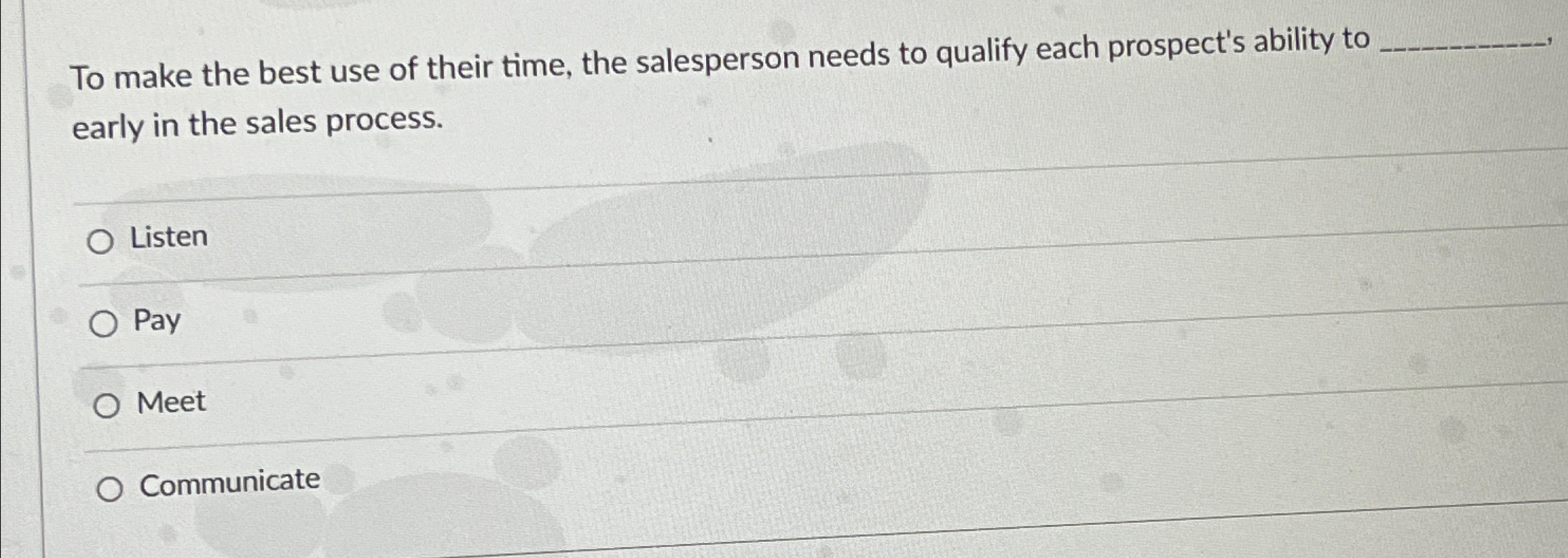 Solved To make the best use of their time, the salesperson | Chegg.com