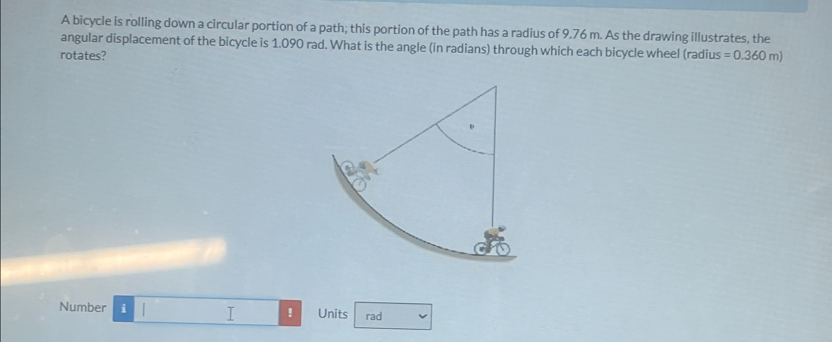 Solved A bicycle is rolling down a circular portion of a | Chegg.com