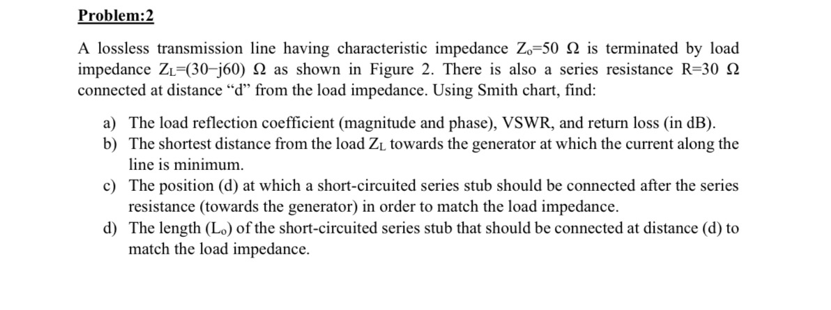 Solved Problem:2A lossless transmission line having | Chegg.com