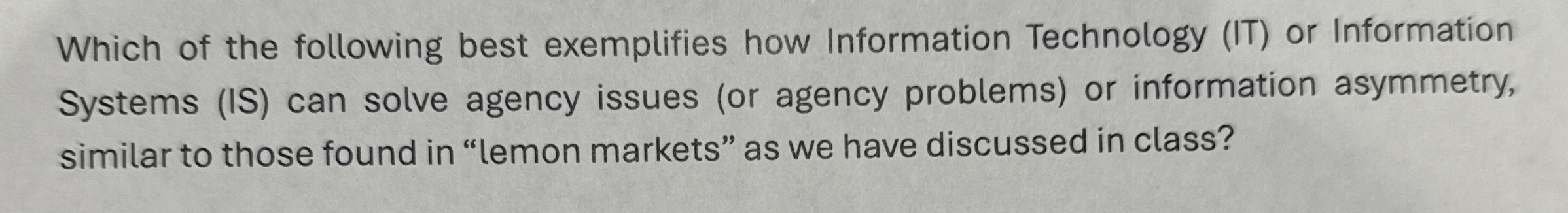 Solved Which of the following best exemplifies how | Chegg.com