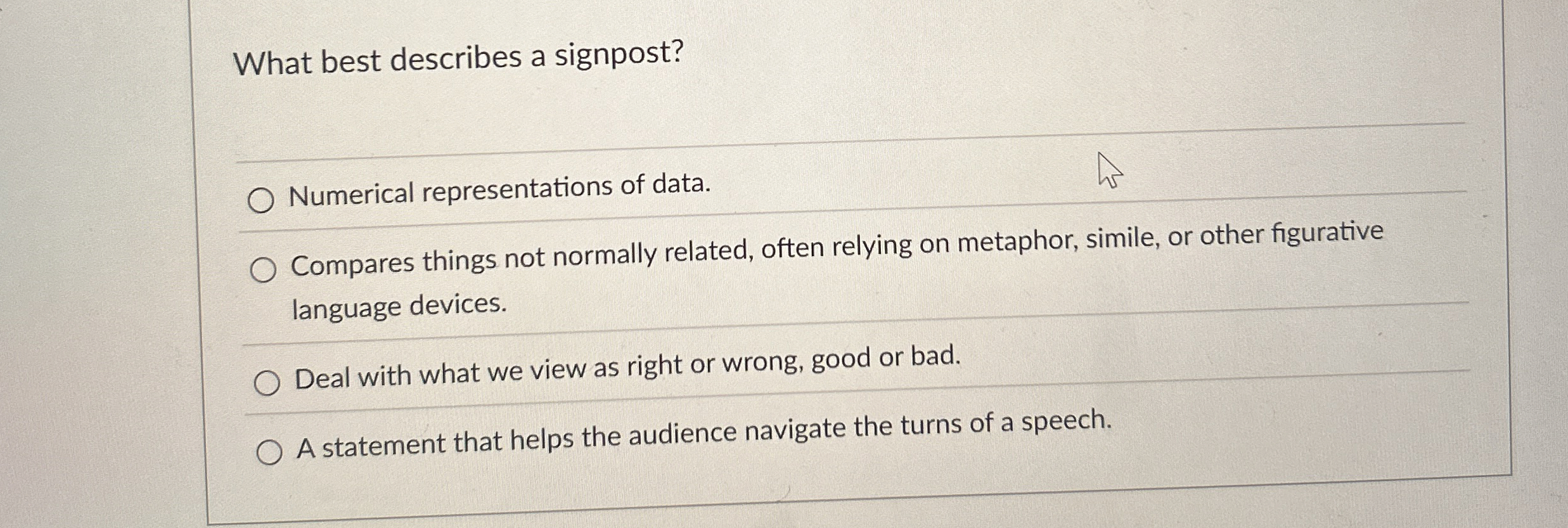 Solved What best describes a signpost?Numerical | Chegg.com