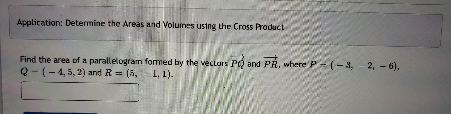 Solved Application: Determine the Areas and Volumes using | Chegg.com