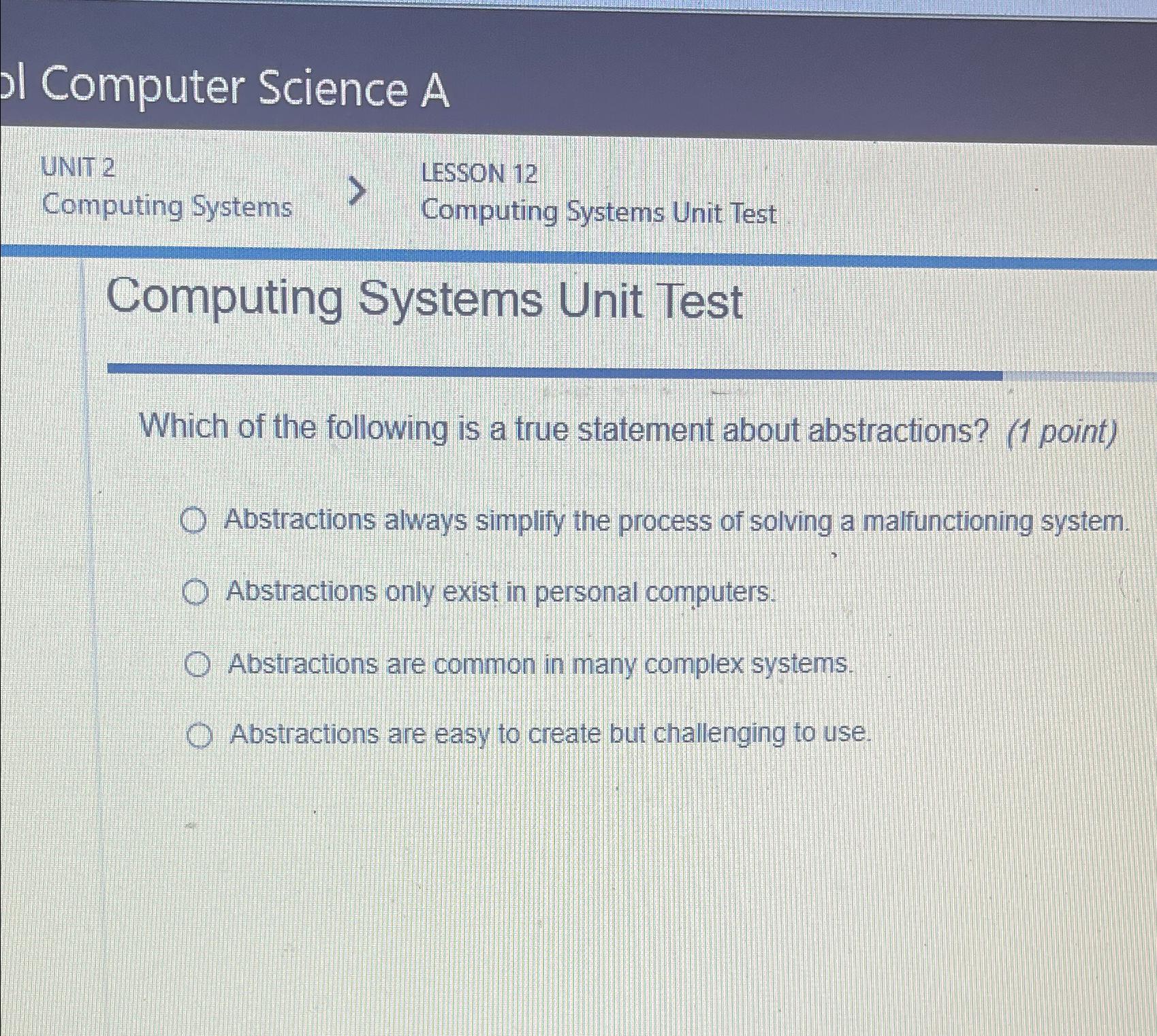 Solved Computer Science AUNIT 2LESSON 12Computing | Chegg.com