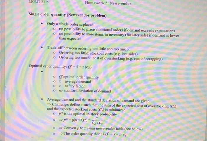 al order quantity: Q∗=xˉ+z(σx) Q′ optimal order | Chegg.com