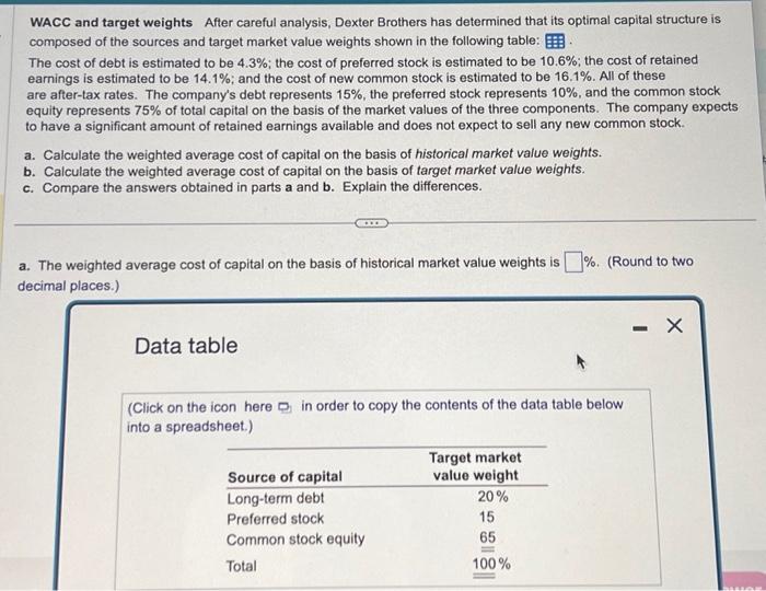 Solved help with step problems of WACC help with Market | Chegg.com