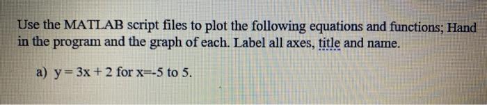 Solved Use the MATLAB script files to plot the following | Chegg.com
