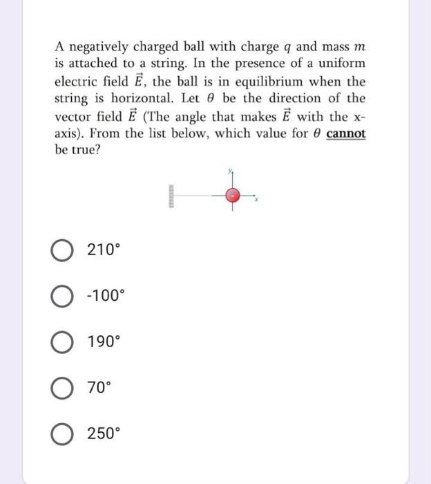Solved A negatively charged ball with charge q and mass m is | Chegg.com