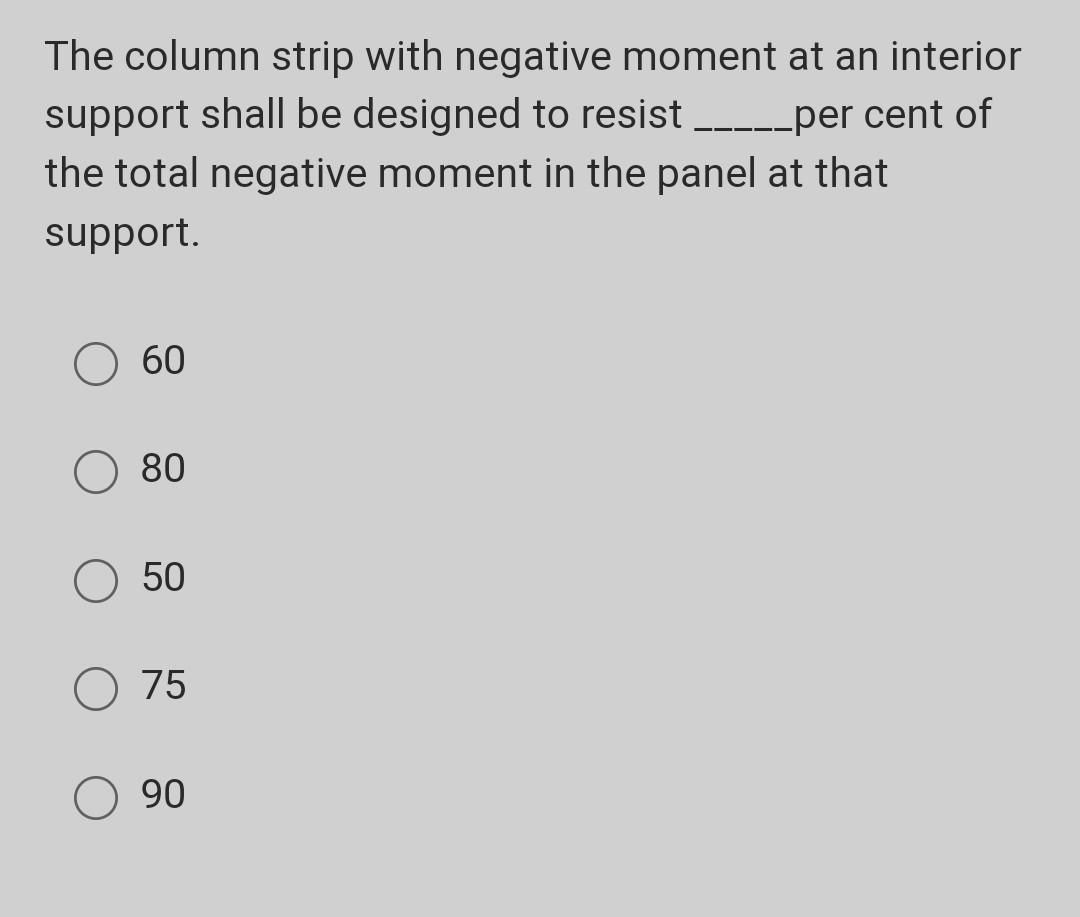 Solved The column strip with negative moment at an interior | Chegg.com