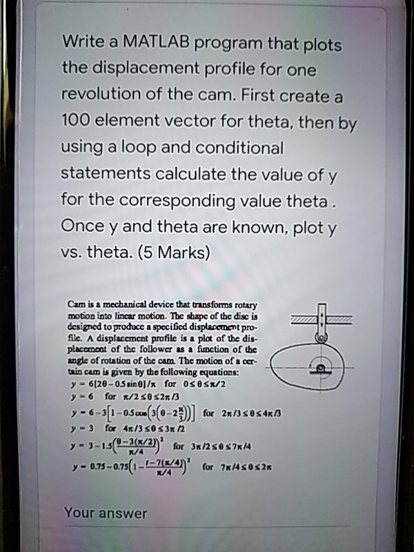 Solved Write A Matlab Program That Plots The Displacement 1704