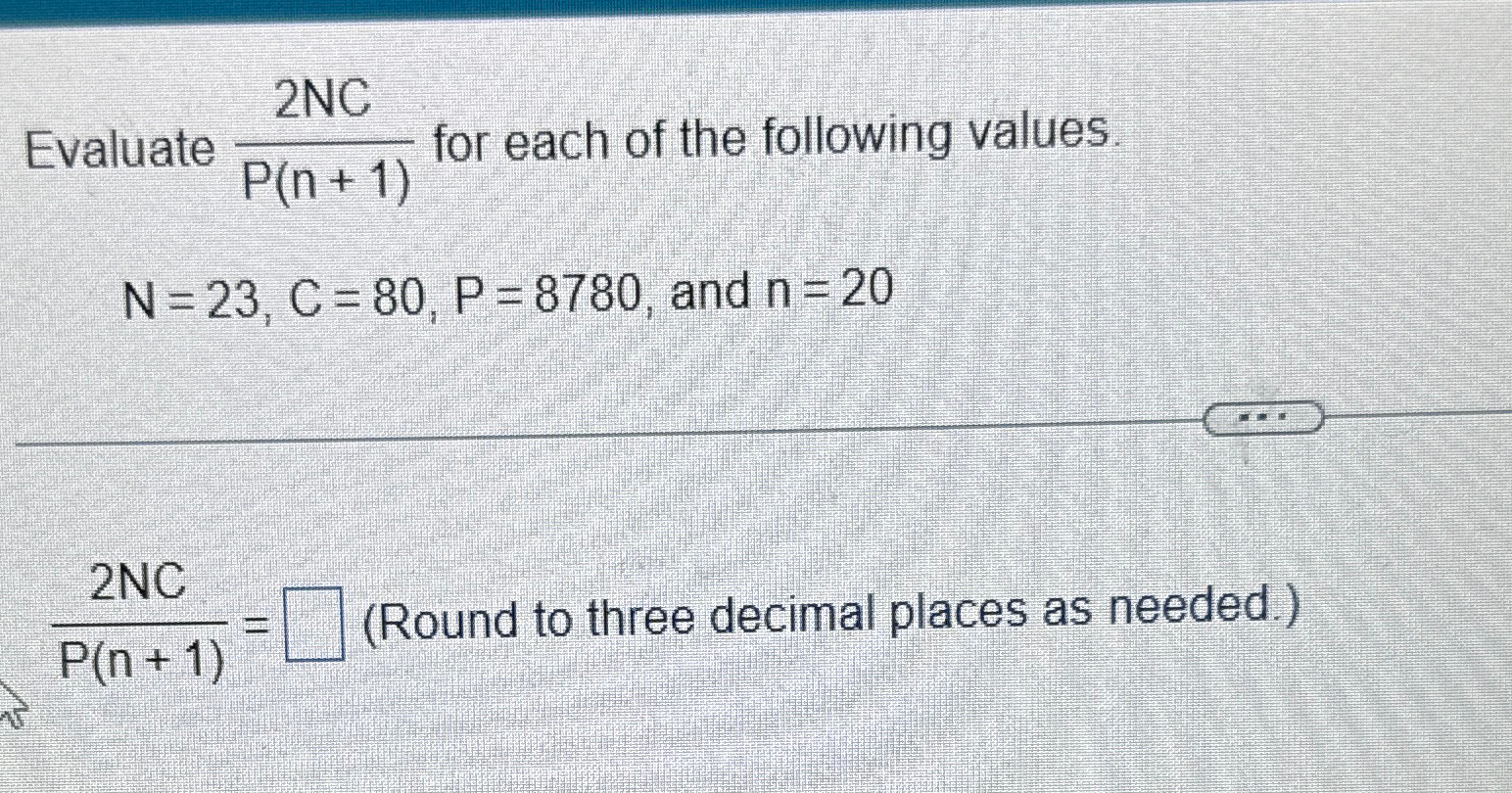 Solved Evaluate 2NCP(n+1) ﻿for each of the following | Chegg.com