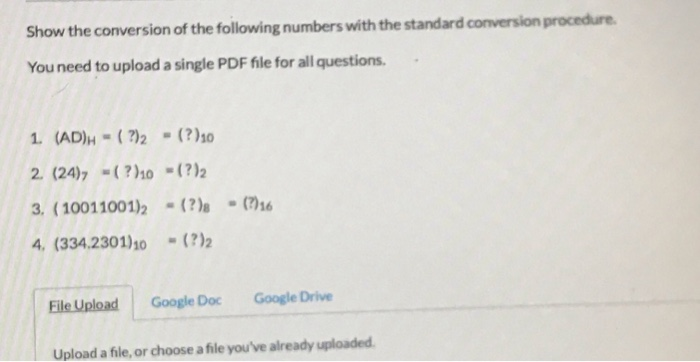 Solved Show the conversion of the following numbers with the | Chegg.com
