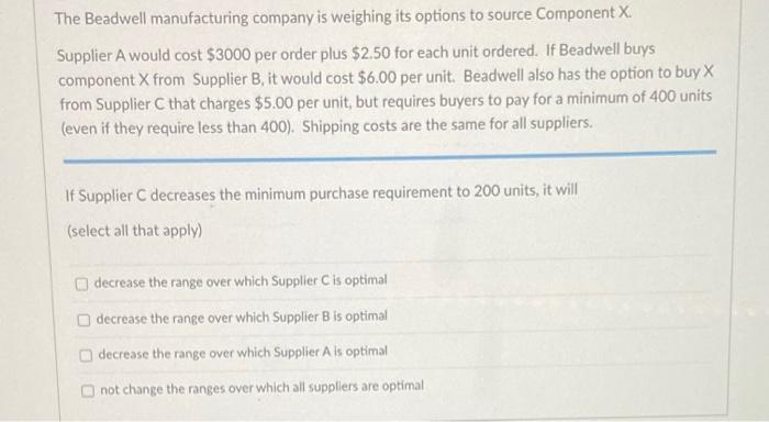 Solved Beadwell Company The Beadwell manufacturing company | Chegg.com